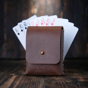 Personalized Leather Playing Card Holder: Handmade Deck Box - Etsy