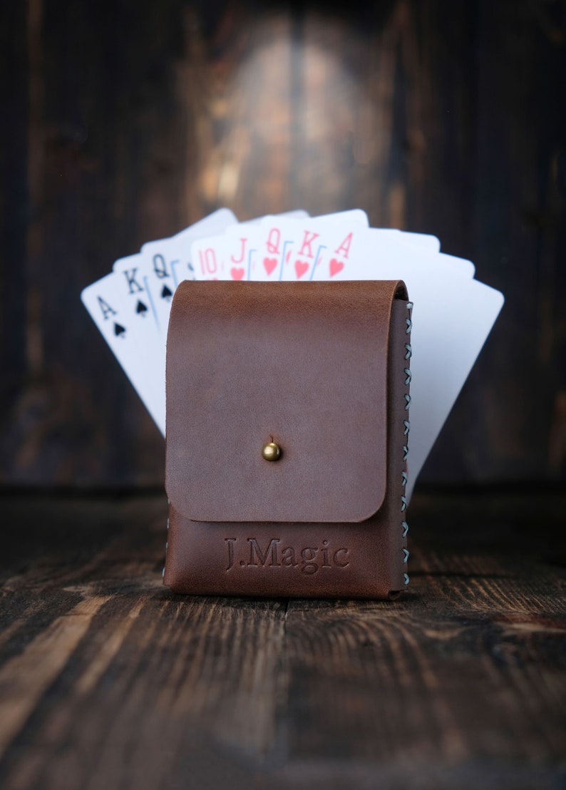 Personalized Leather Playing Card Holder Playing Card Box - Etsy