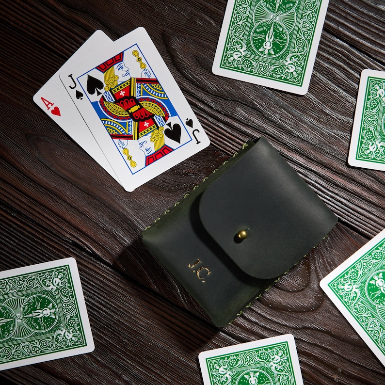Handmade Leather Playing Card Case, Personalized Poker Card Holder - Etsy