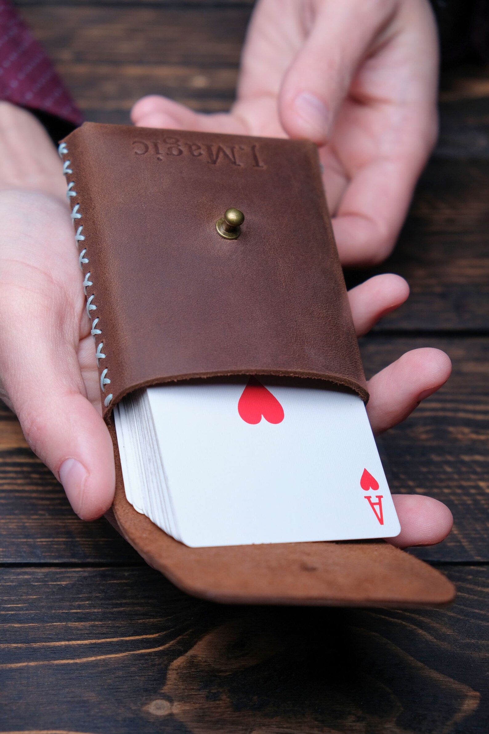 Personalized Leather Playing Card Holder Playing Card Box - Etsy