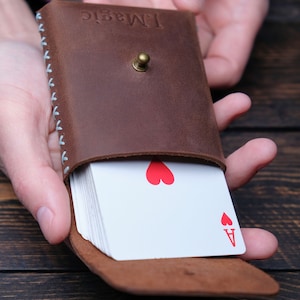 Personalized Leather Playing Card Holder: Handmade Deck Box - Etsy