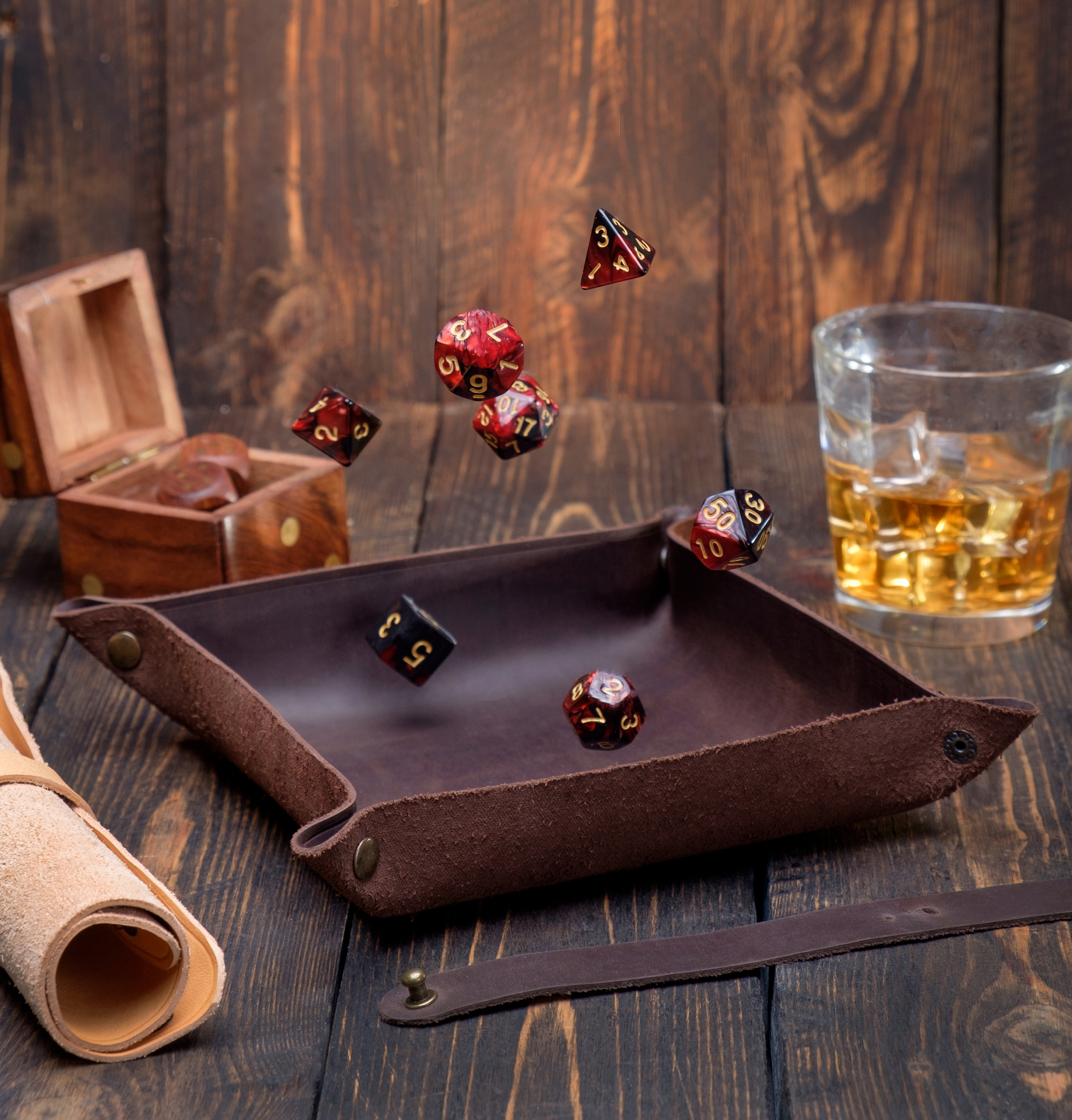 Leather Dice Rolling Tray: Collapsible Full-grain Valet Tray - Etsy
