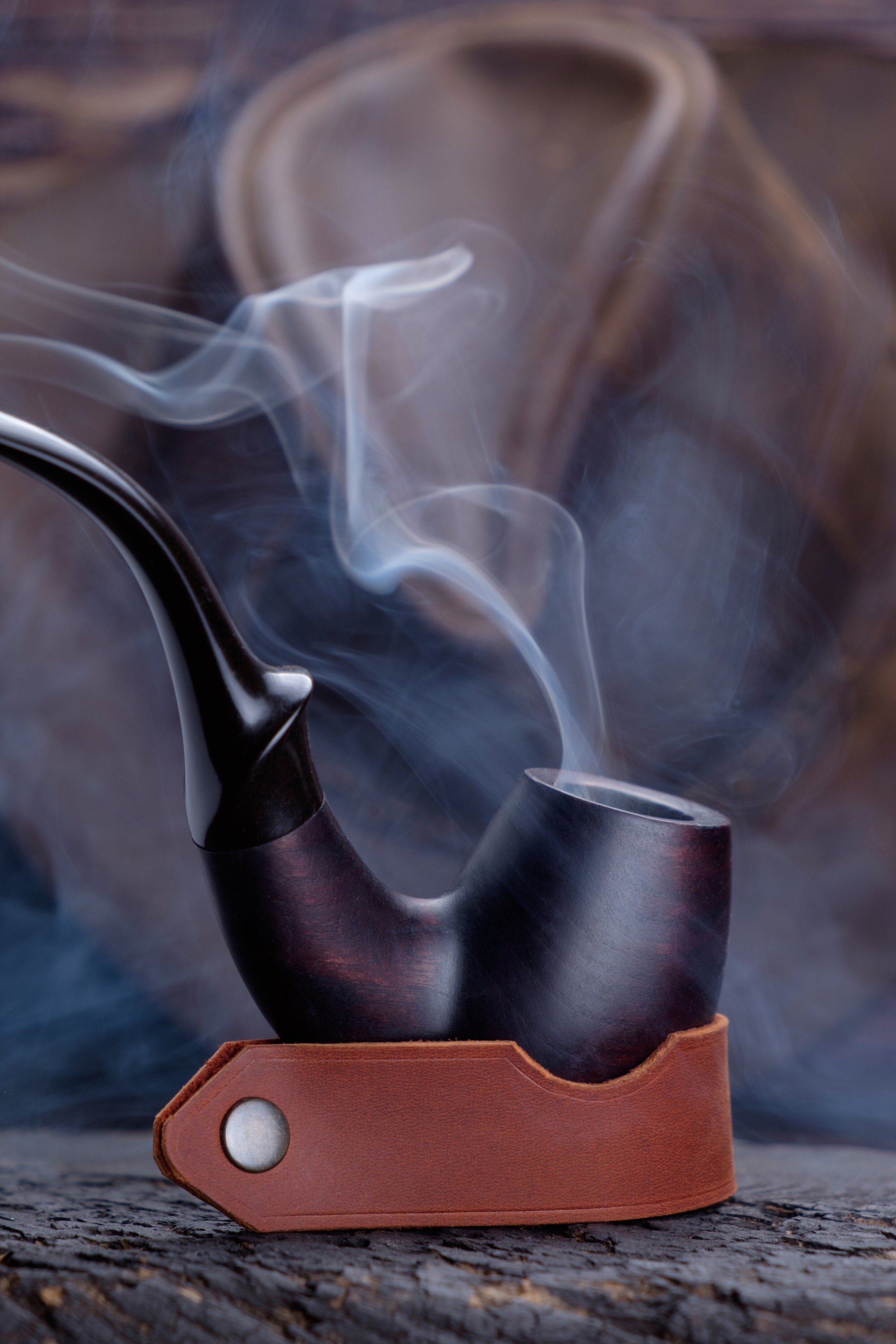 Personalized Leather Pipe Stand Tobacco Pipe Rest Brown | Etsy