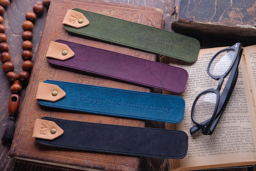 Personalized Leather Bookmark, Embossed Anniversary Gift - Etsy