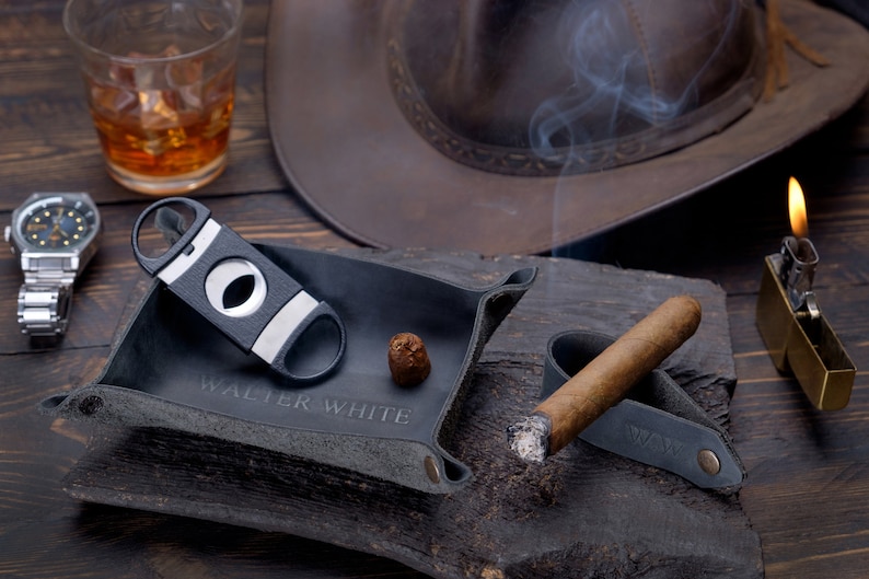 Personalized Leather Tobacco Tray Cigar Stand | Etsy