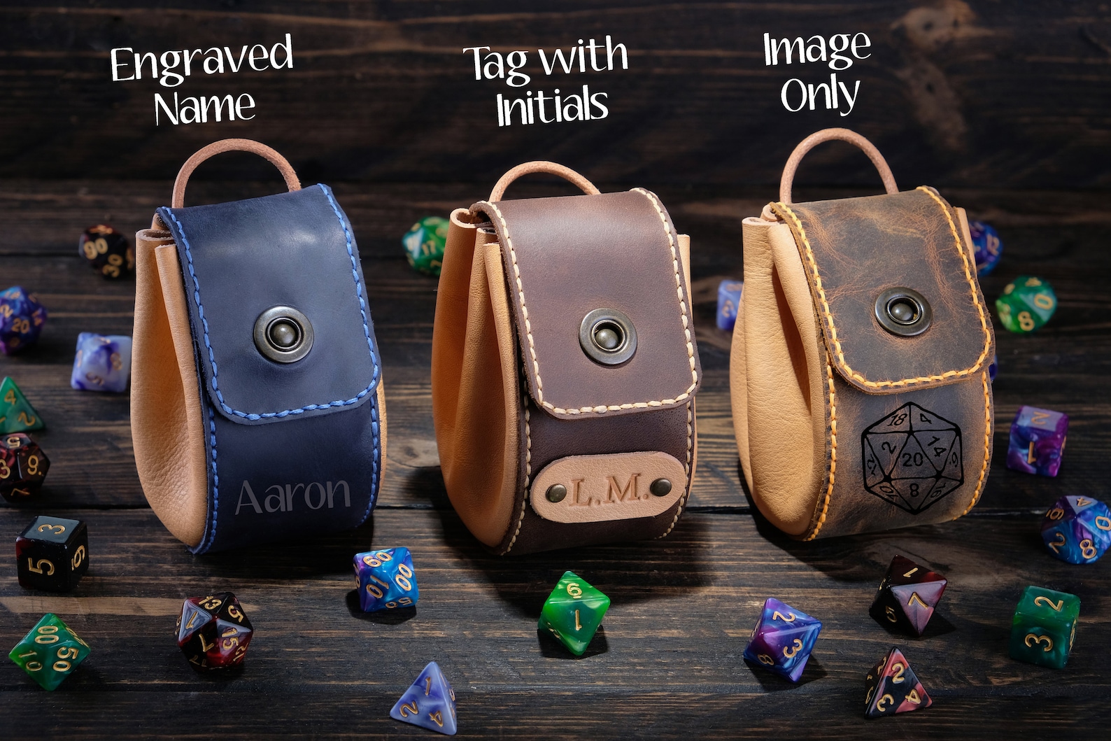 Navy Blue Leather Dice Bag Coin bag DnD Dice Bag Custom | Etsy