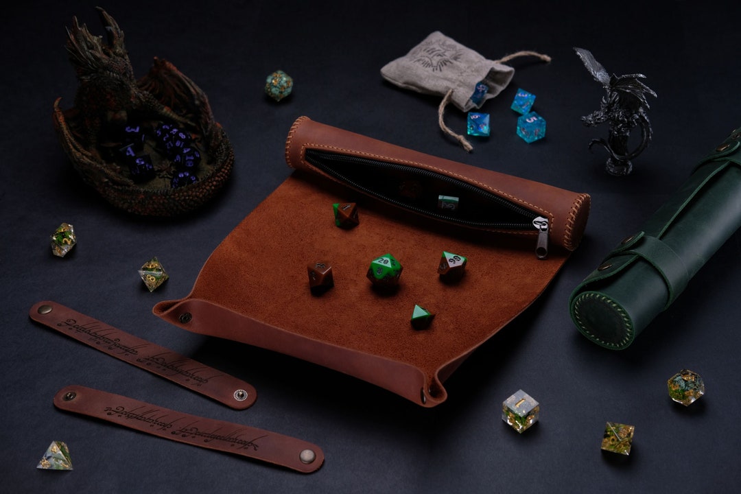 Personalized Leather Dice Rolling Tray: Portable D&D Game Mat With ...