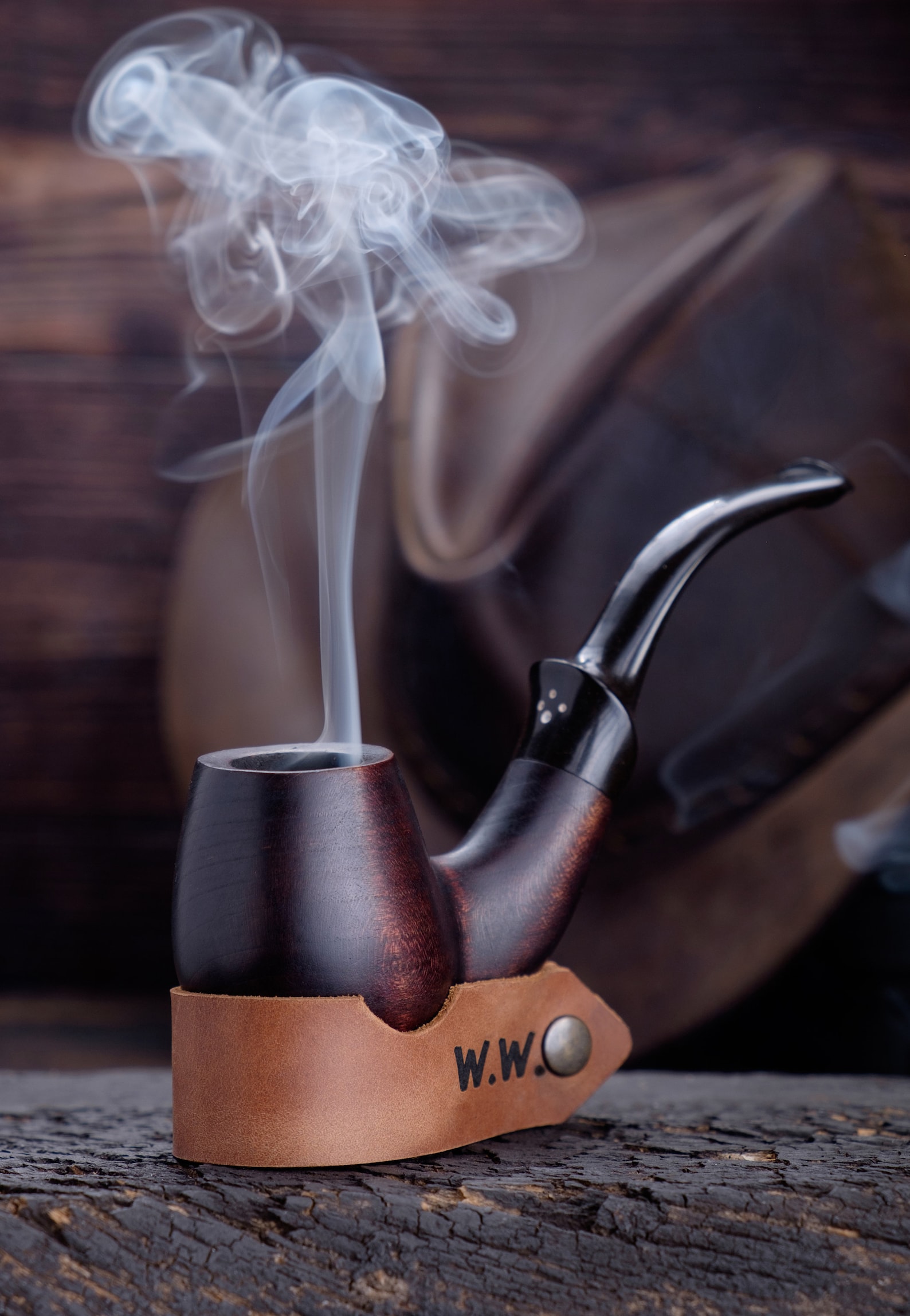 Personalized Leather Pipe Stand Tobacco Pipe Rest Brown | Etsy