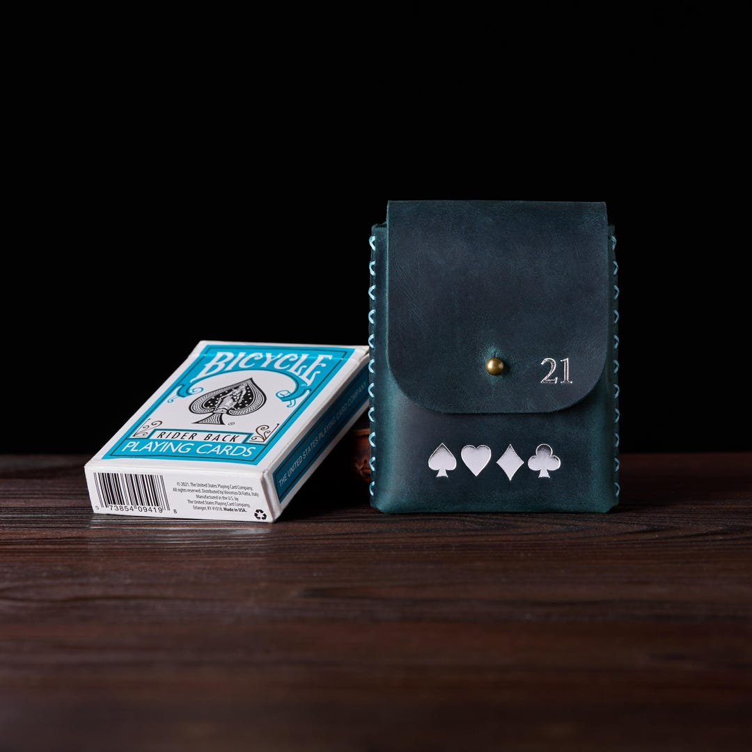 Handmade Leather Playing Card Case: Personalized Poker Card Holder - Etsy