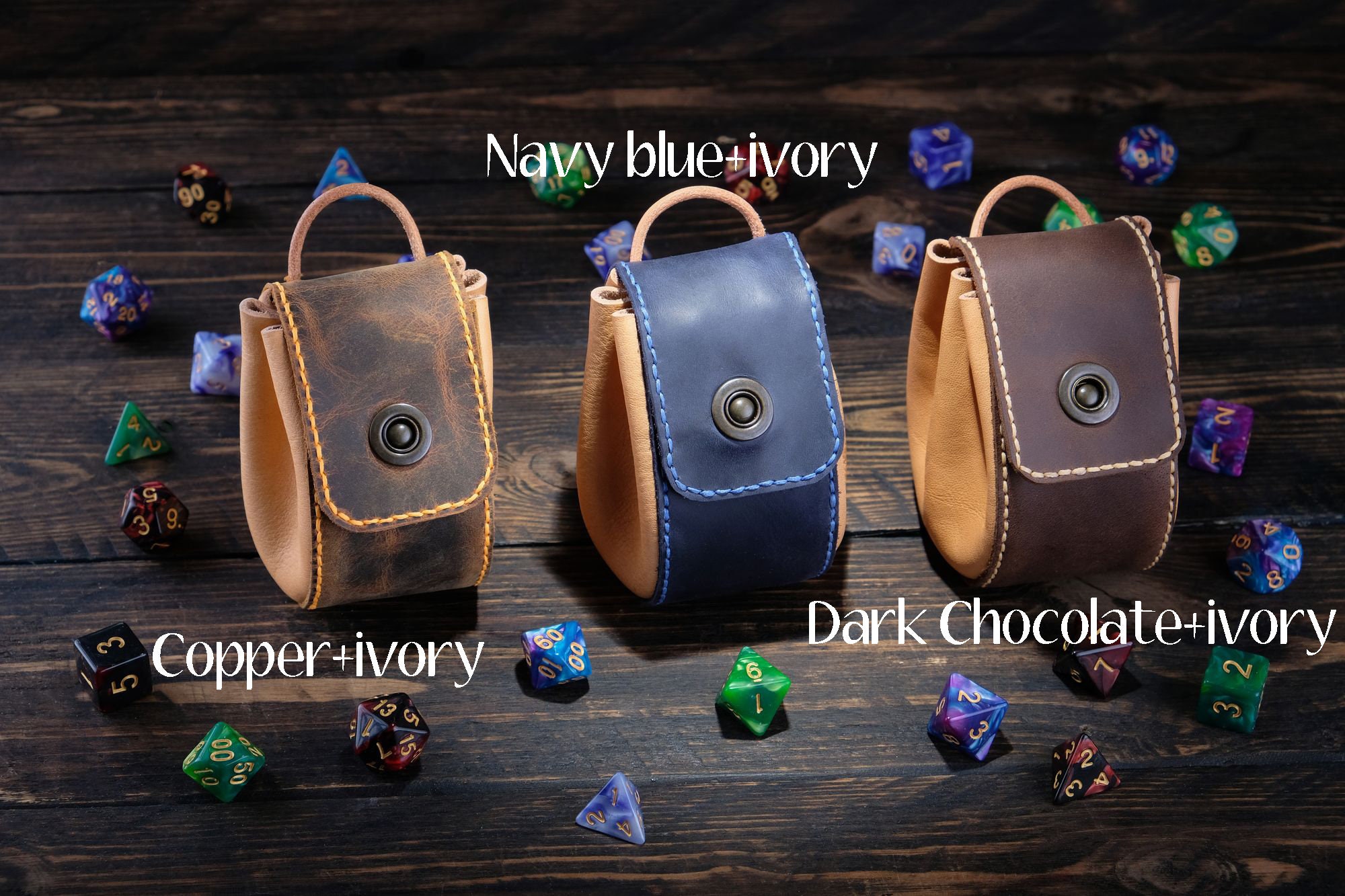 Navy Blue Leather Dice Bag Coin bag DnD Dice Bag Custom | Etsy
