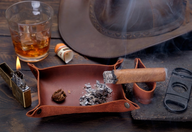 Personalized Leather Tobacco Tray Cigar Stand | Etsy