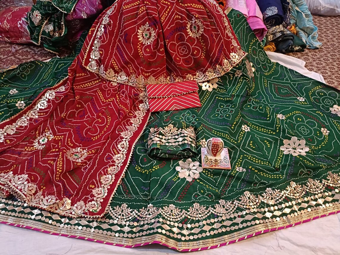 Rajasthani Traditional Jaipuri Chunari Bandhej Bandhani Lehenga Choli ...
