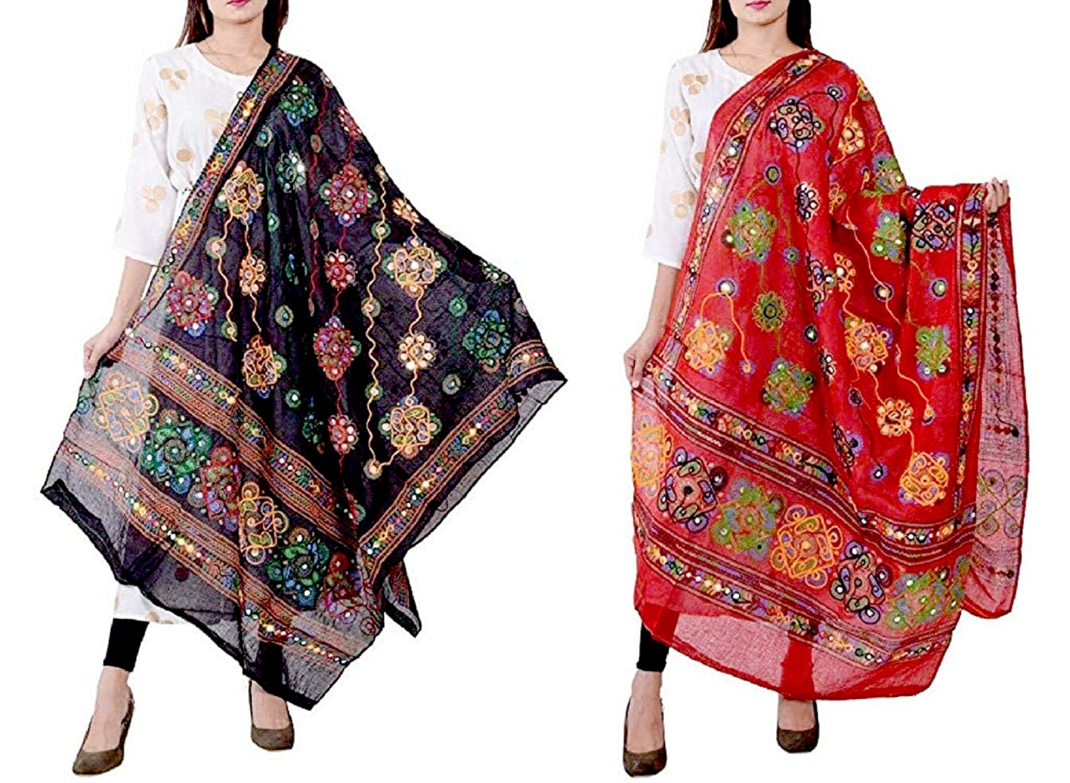 Cotton Dupatta Handmade Dupatta Hand Work Dupatta Mirror Work - Etsy UK