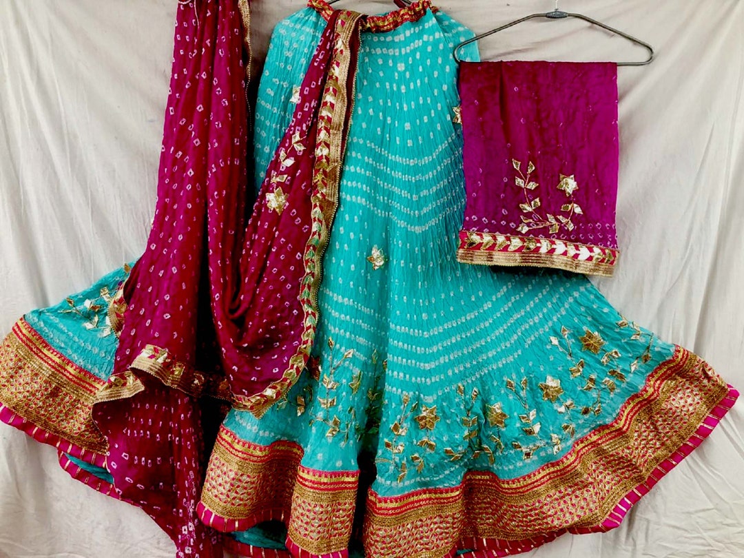 Lehenga Choli Bandhani Bandhej Art Silk Lehenga Choli With Dupatta ...