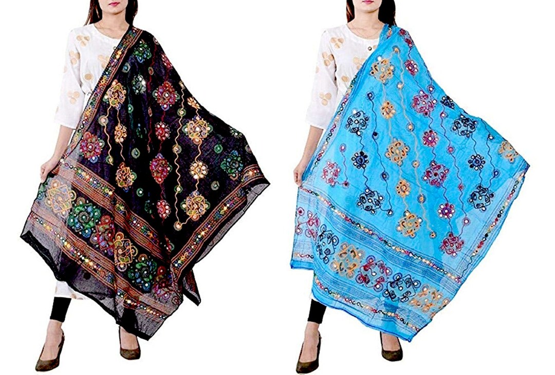 Cotton Dupatta Handmade Dupatta Hand Work Dupatta Mirror Work - Etsy UK