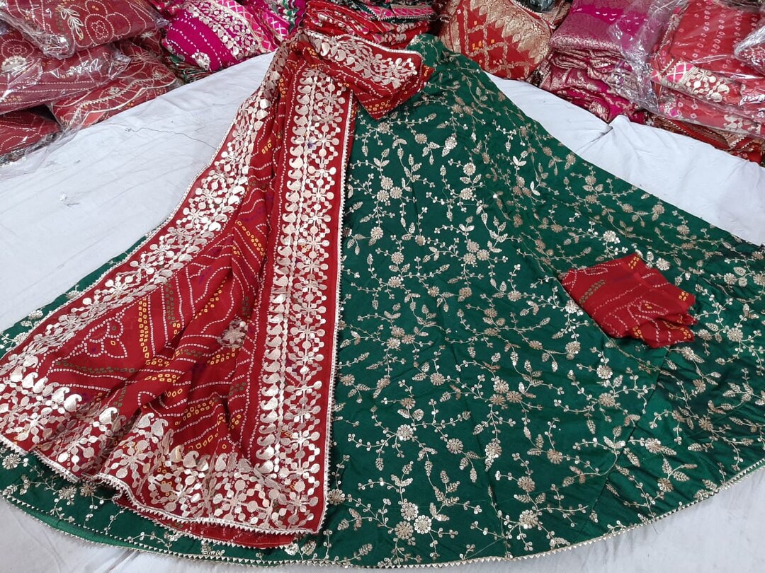 Traditional Rajasthani Zari Gotta Work Lehenga With Chunari Gotta Work ...