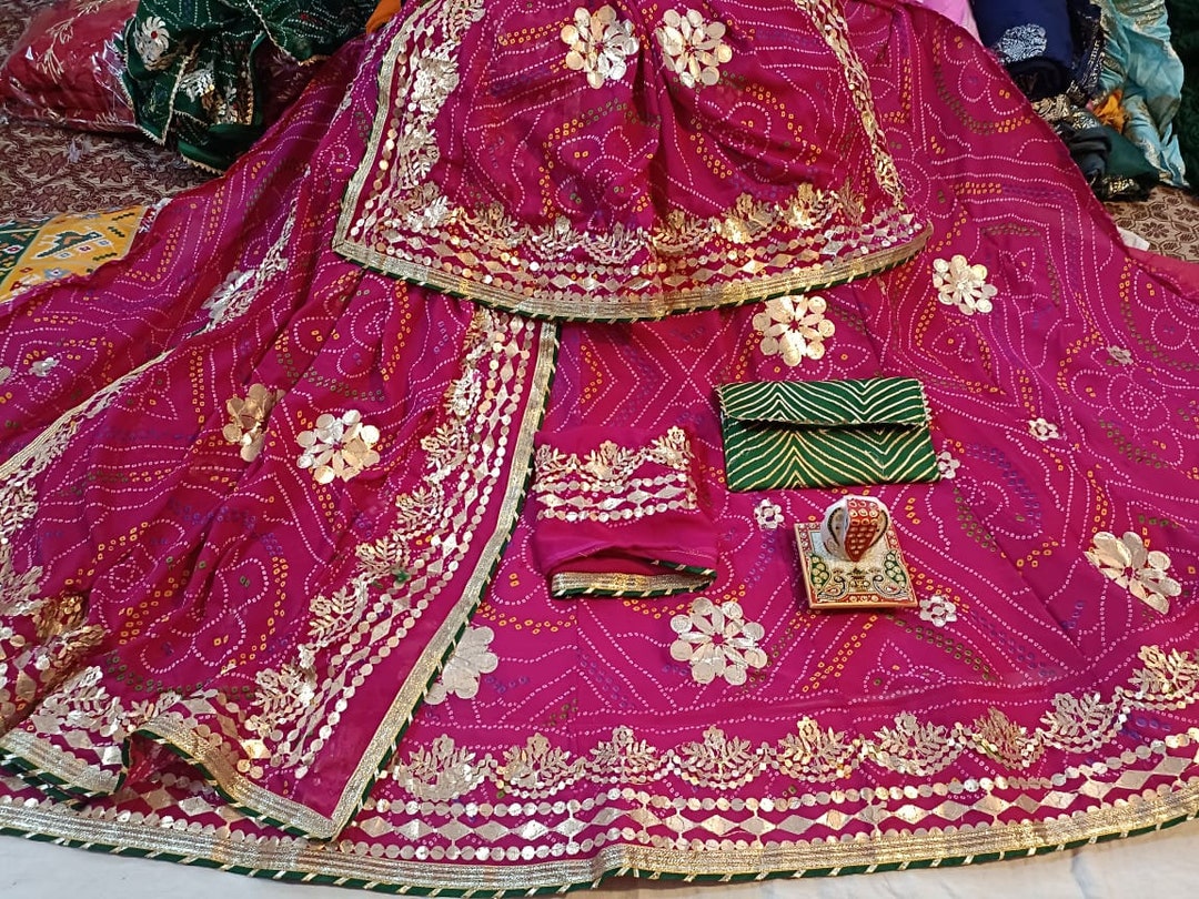 Rajasthani Traditional Jaipuri Chunari Bandhej Bandhani Lehenga Choli ...