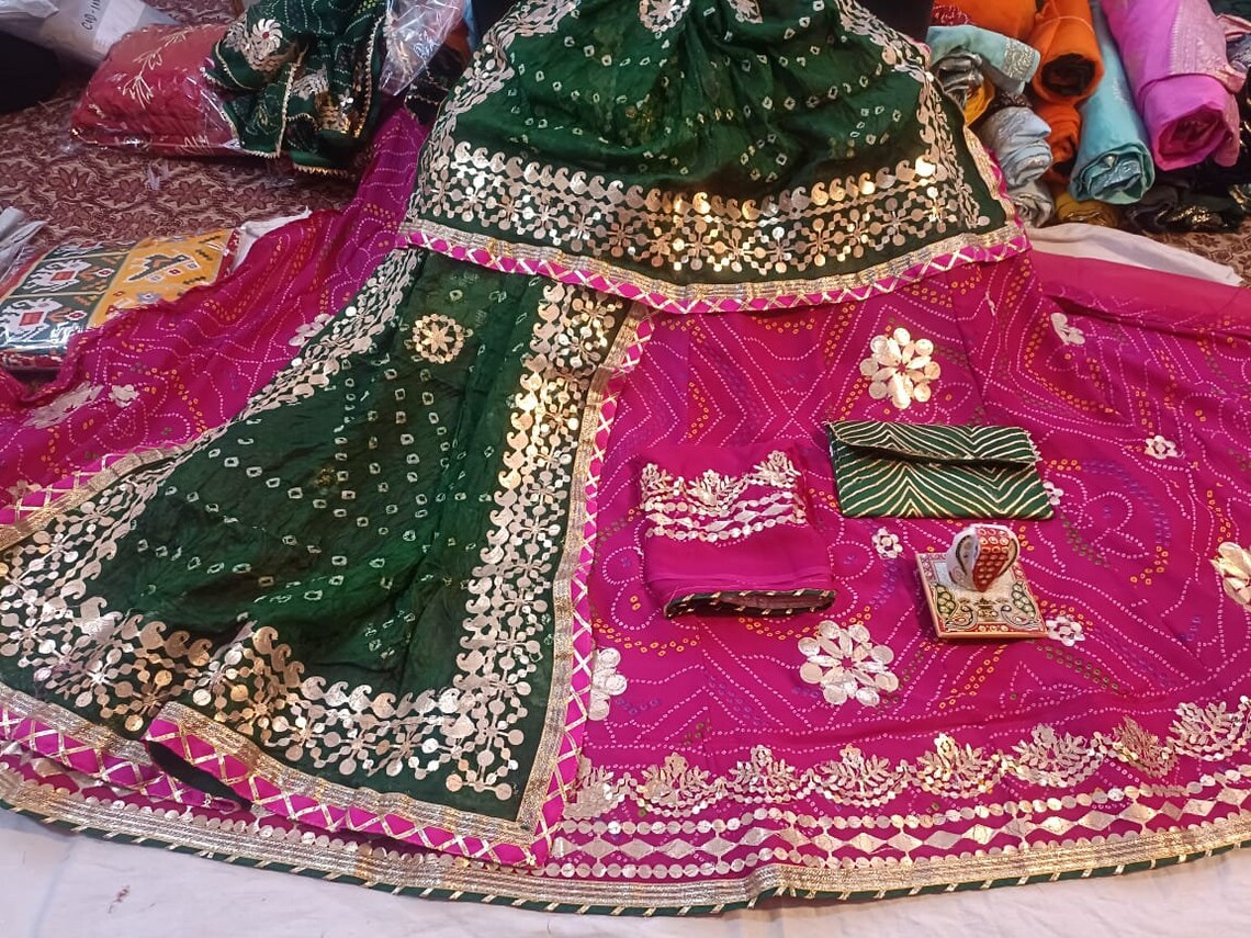 Rajasthani Traditional Jaipuri Chunari Bandhej Bandhani Lehenga Choli ...