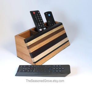 Wood TV Remote Control Holder, Handcrafted of Mahogany & Assorted ...