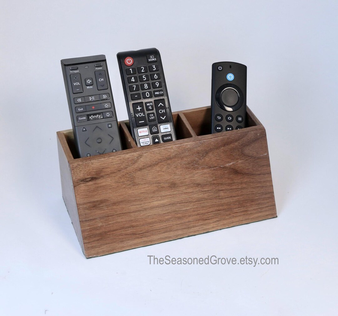 TV Remote Control Holder, Handcrafted of Black Walnut Wood. Remote ...
