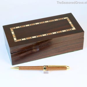 Handmade Bocote Wood Pen Presentation Box With Inlay & Hand-turned Pen ...