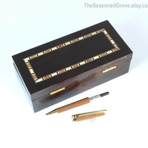 Handmade Bocote Wood Pen Presentation Box With Inlay & Hand-turned Pen ...