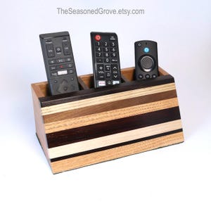 Wood TV Remote Control Holder, Handcrafted of Mahogany & Assorted ...