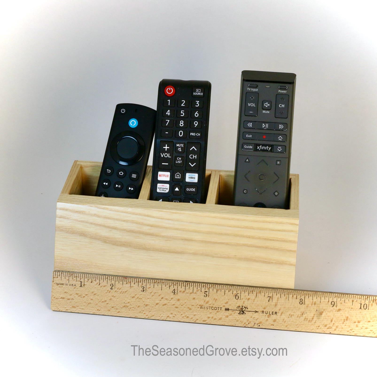 Handmade Wood TV Remote Control Caddy to Hold 3 Remotes. Made of Ash ...