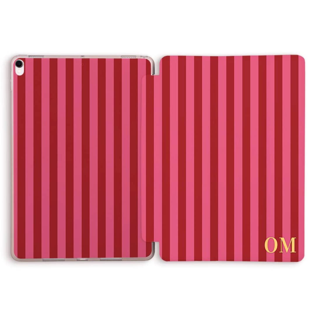 IPad Case Aesthetic Red Pink Stripes iPad Air 11 13 iPad A16 10th Pro ...