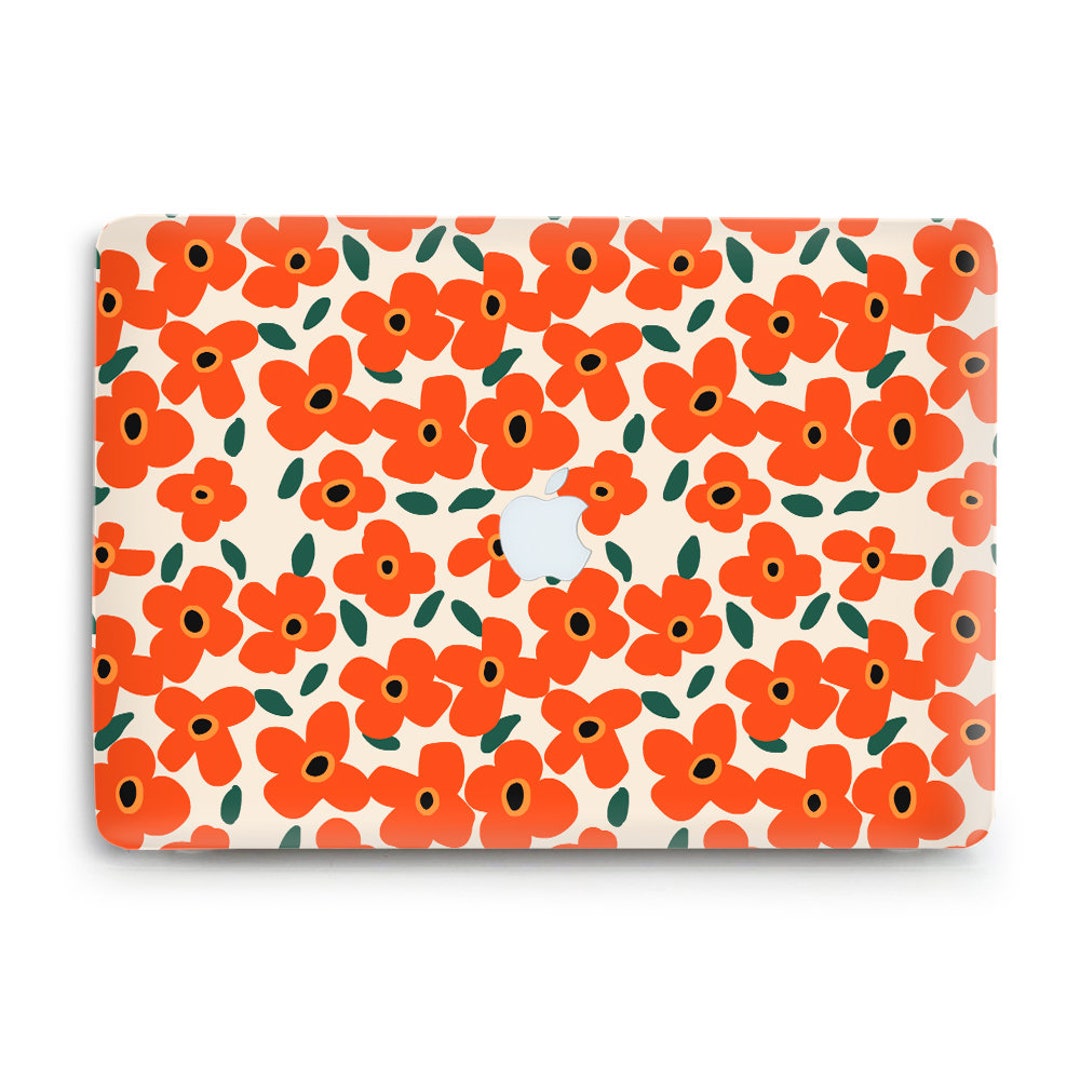MacBook Case Cute Abstract Orange Flowers MacBook Pro 13 MacBook Air 13 ...