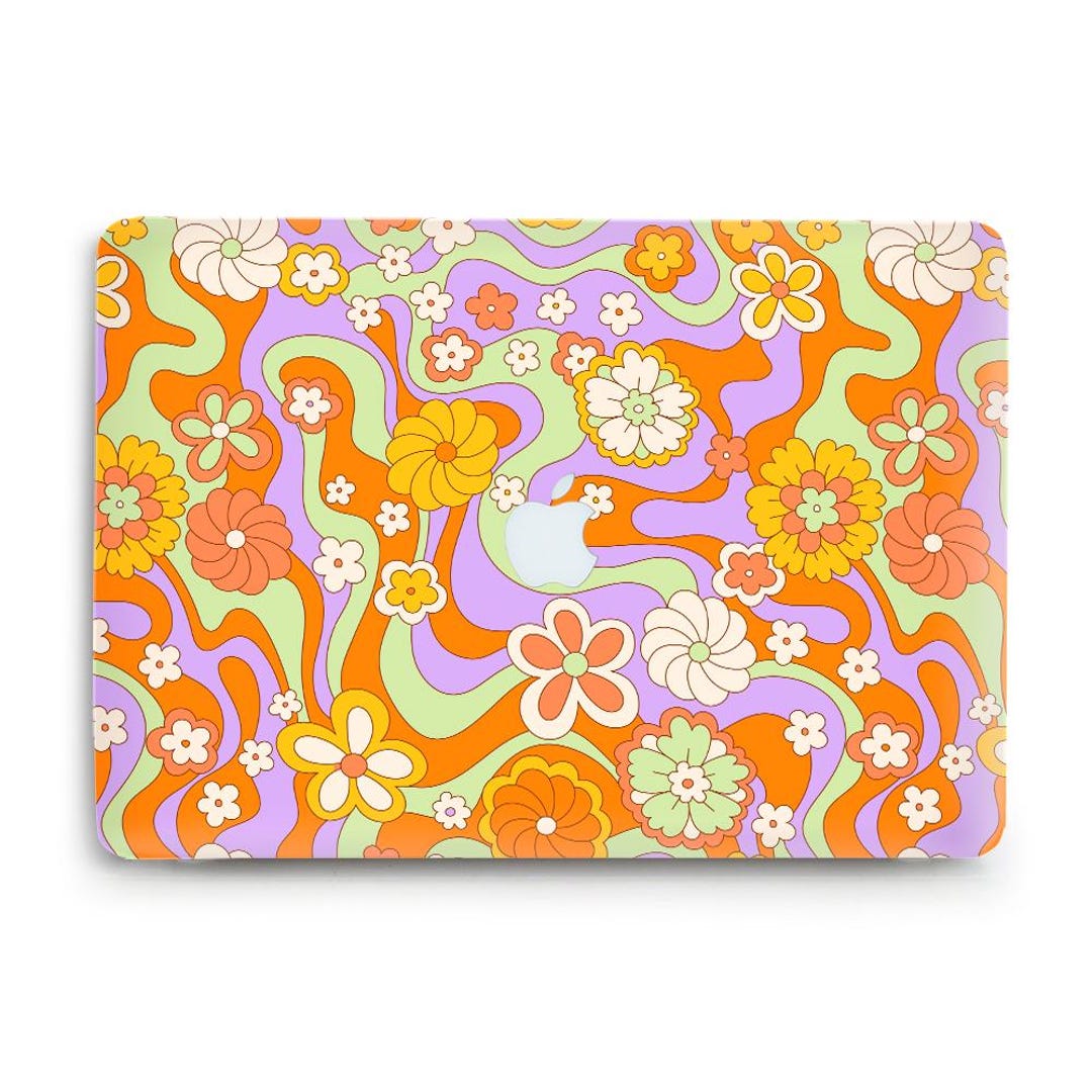 MacBook Case Cute Retro Flowers Orange MacBook Pro 13 MacBook Air 13 15 ...