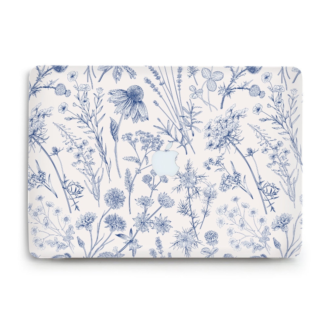MacBook Case Blue Floral Aesthetic Elegant MacBook Pro 13 MacBook Air ...