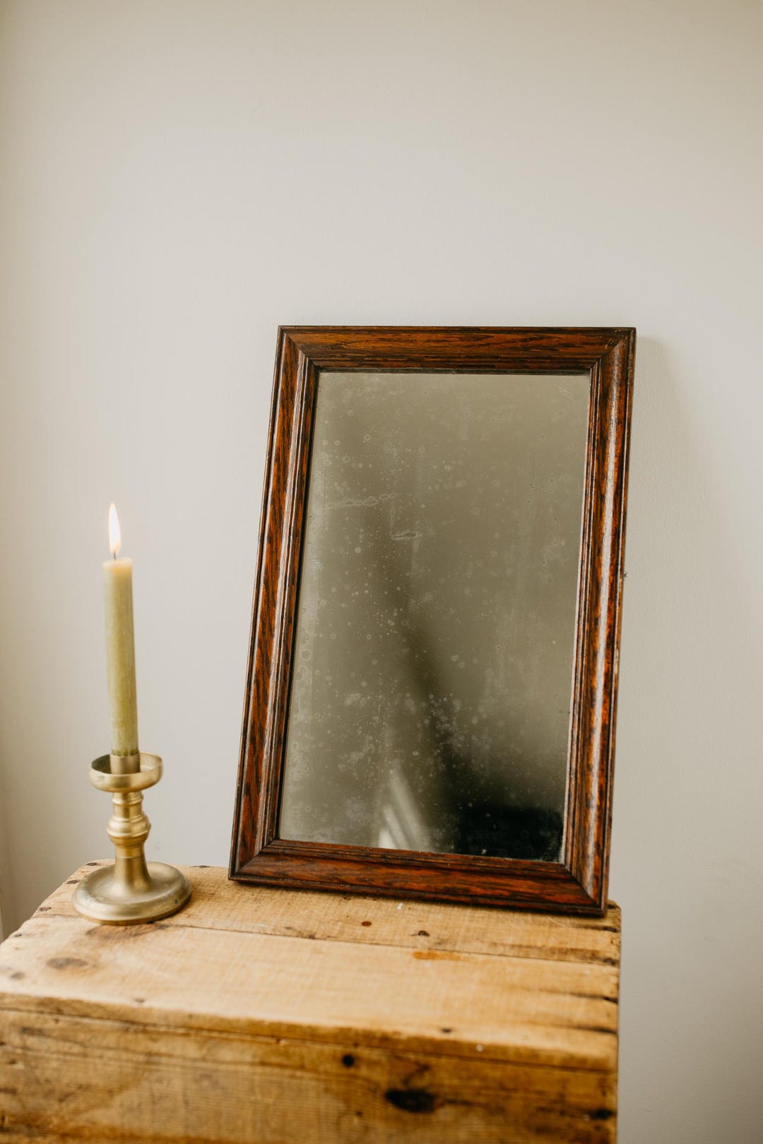 Antique Wood Framed Mirror With Original Glass | Heavy Foxing ...