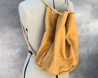 Leather Drawstring Bag - Etsy