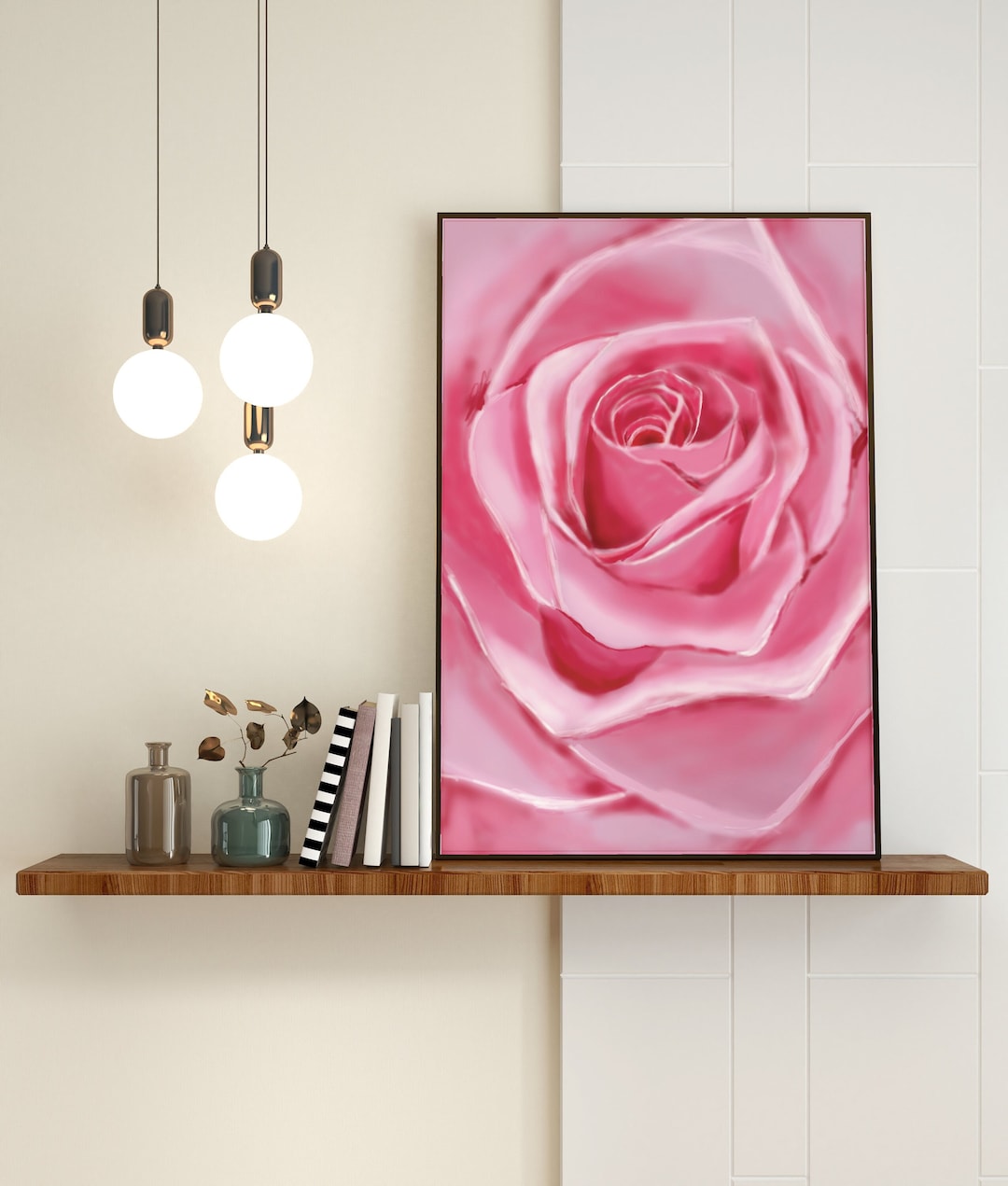 Pink Rose Art Print Instant Download Abstract Rose Art Rose Poster ...