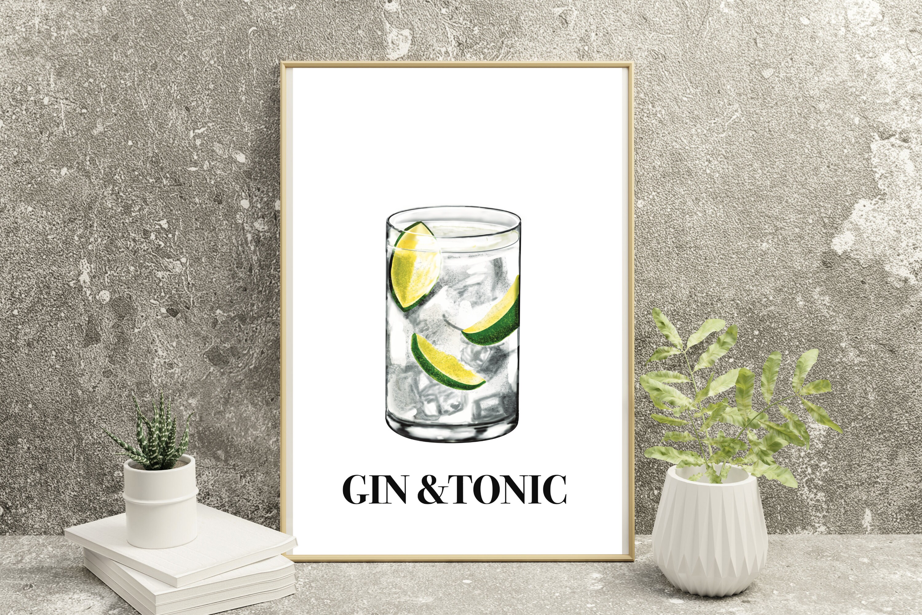 Gin and Tonic Cocktail Prints | Bar Decor Sign | Signature Drink Poster ...