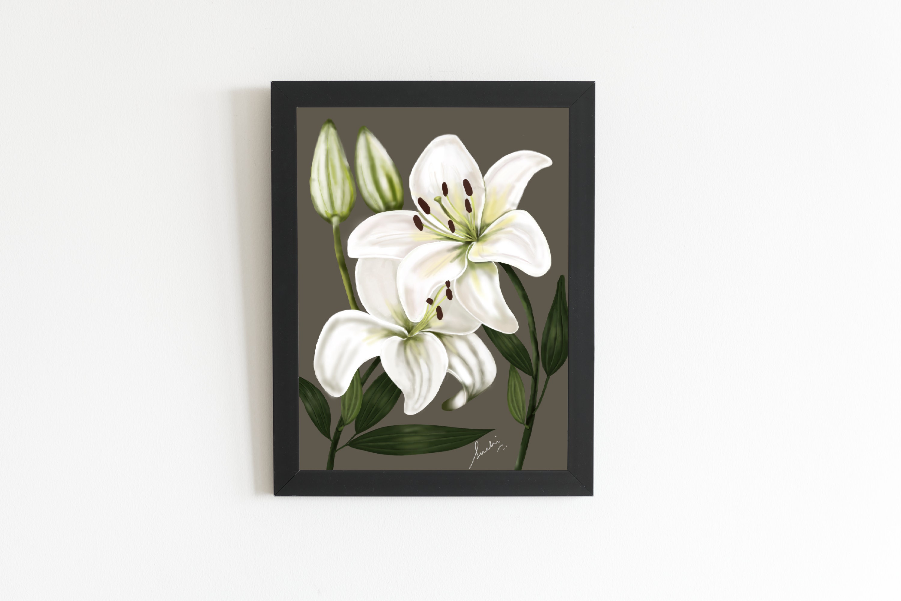 Lily Wall Art White Lily Poster Lily Print for Bedroom Living Room Art ...