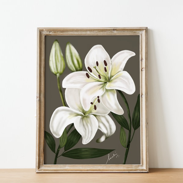 White Lily Artwork - Etsy