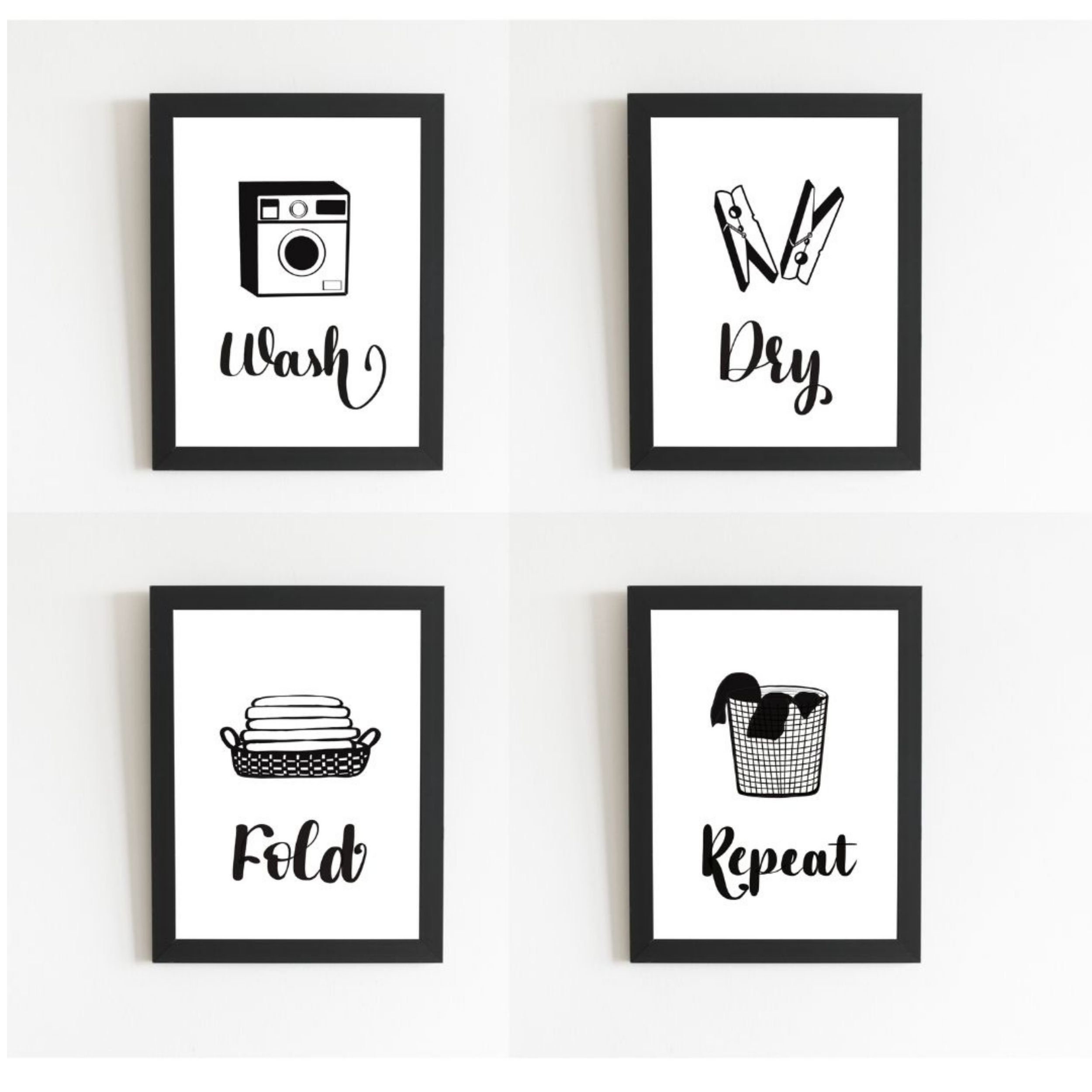 Wash Dry Fold Repeat Sign Laundry Room Wall Art Printable - Etsy