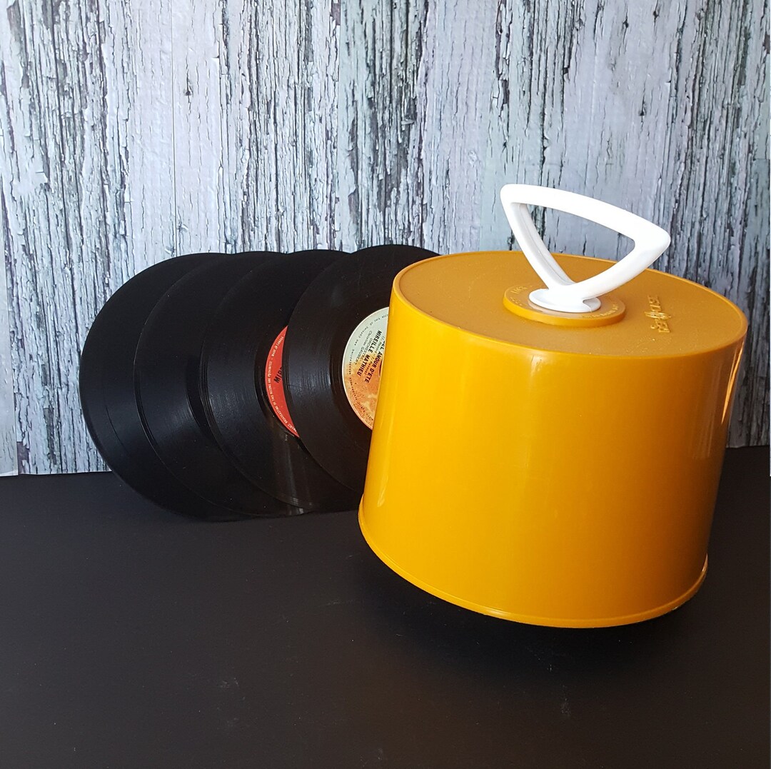 Vintage Yellow Disk-go-case, Contains 68 English and French 45s - Etsy