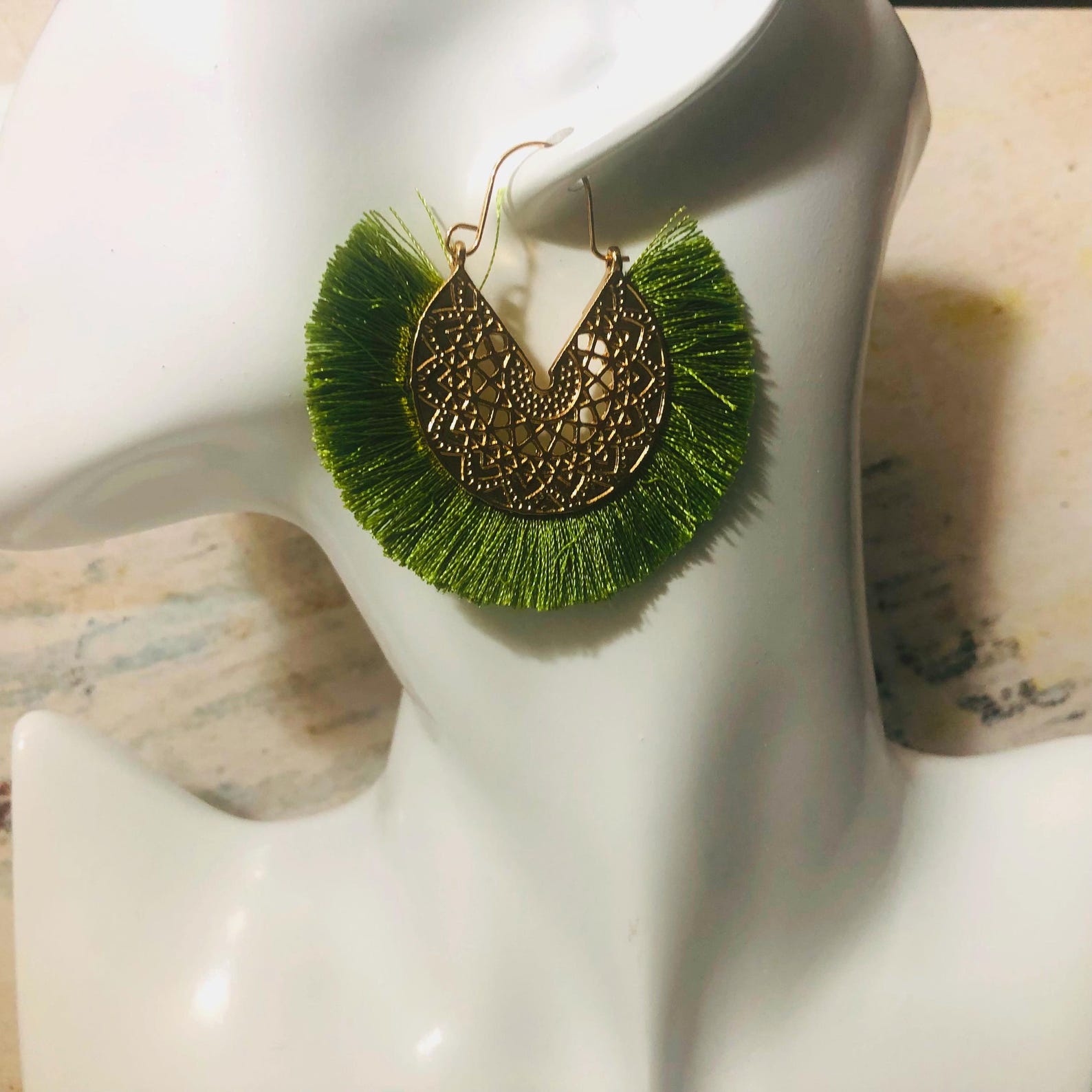 Handmade Silk Thread Tassel Earrings – Boho Chic Gold Tone Accents - Etsy