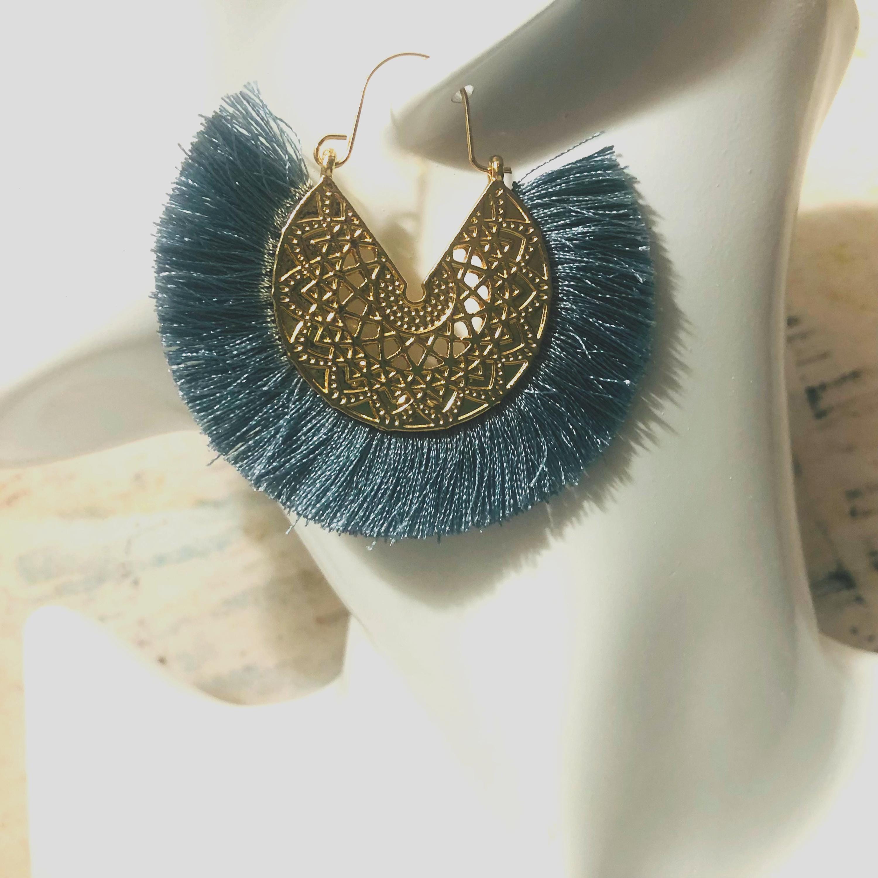 Handmade Silk Thread Tassel Earrings – Boho Chic Gold Tone Accents - Etsy