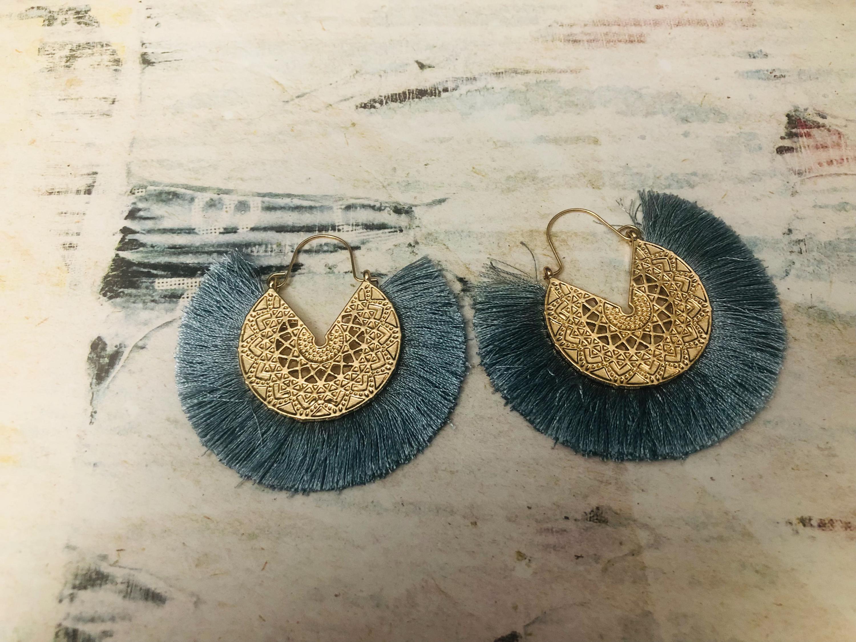 Handmade Silk Thread Tassel Earrings – Boho Chic Gold Tone Accents - Etsy