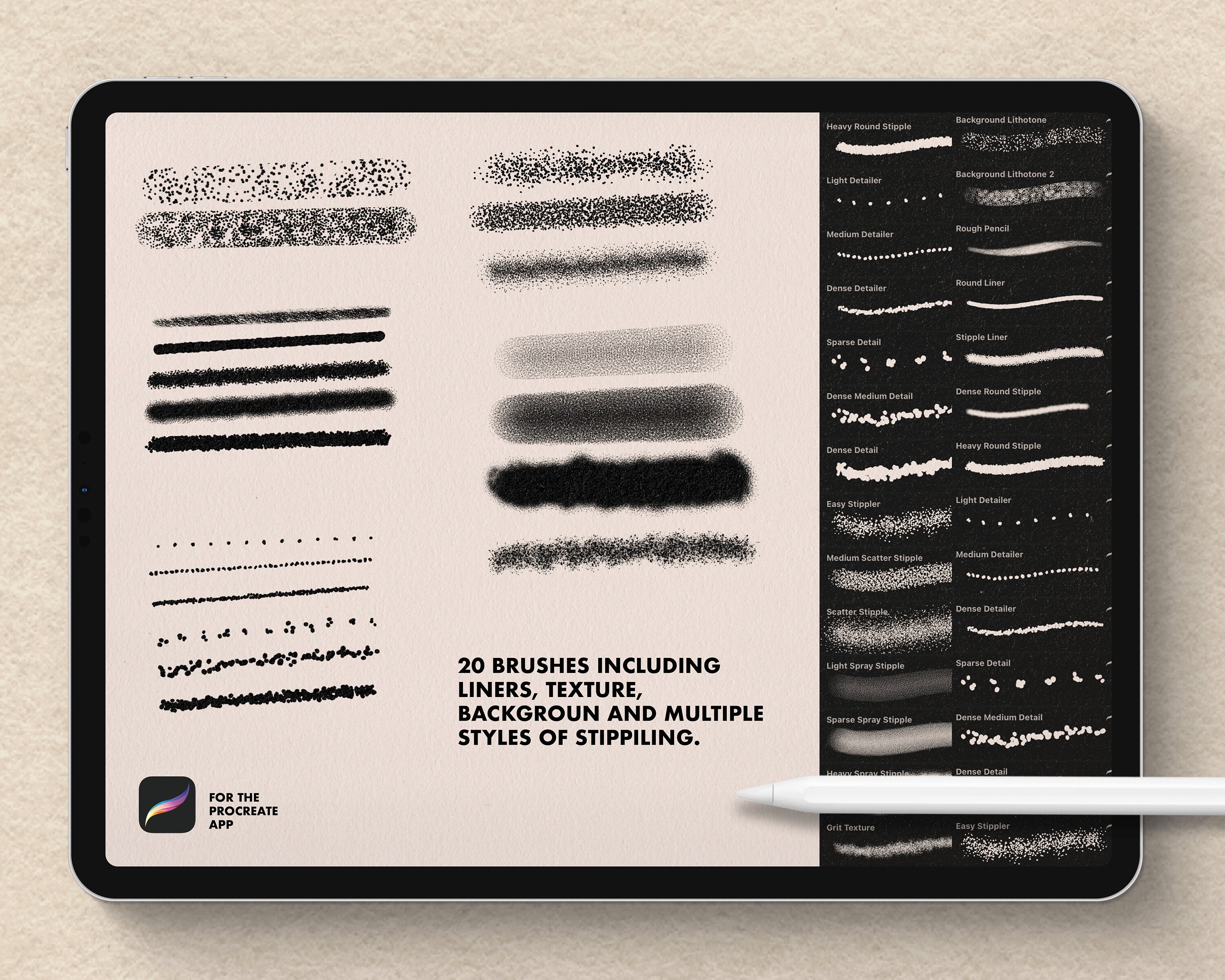 20 Procreate Stippling Brushes + 3 Paper Templates - Etsy