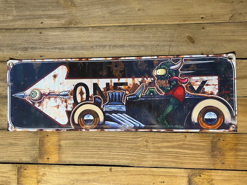 Banner ONE WAY Arrow Fink 1’x3’ Hixgarage - Etsy