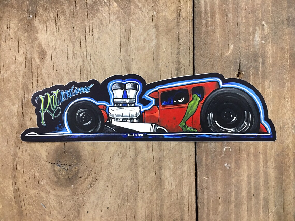 Red Hotrod Rat-rod Sticker Hixpinstriping Free US Shipping | Etsy