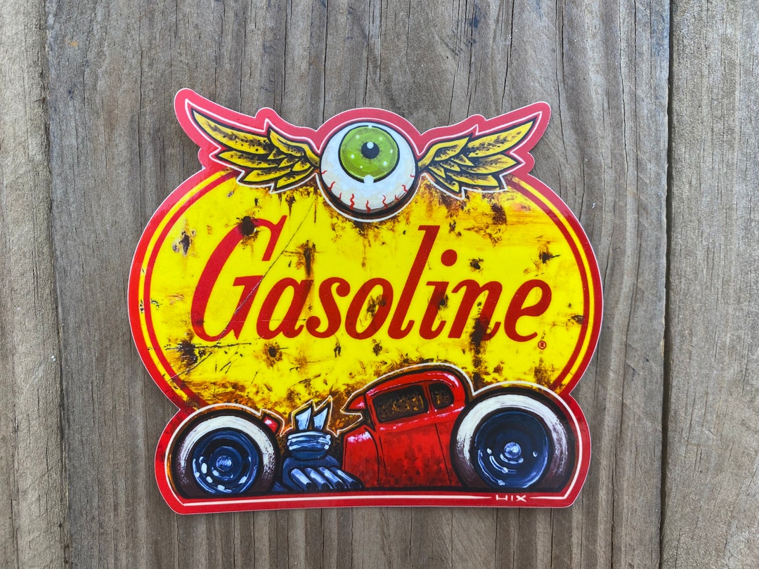 Gasoline Ratrod Red & Yellow Sticker Hixgarage Free US Shipping - Etsy
