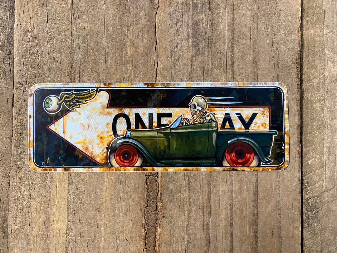 Decal Skeleton Truck ONE WAY Vinyl Decal Glossy Sticker Original Art ...