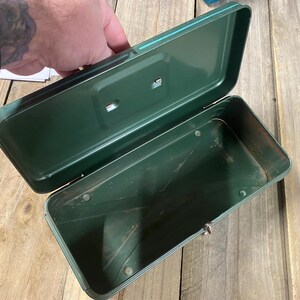Green Pinstriped Metal Box - Etsy