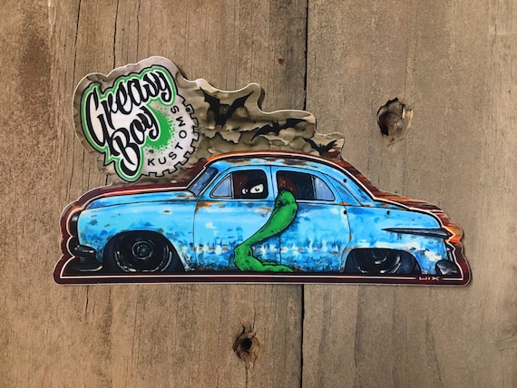 Blue Hotrod Rat-rod Sticker Hixpinstriping Free US Shipping | Etsy